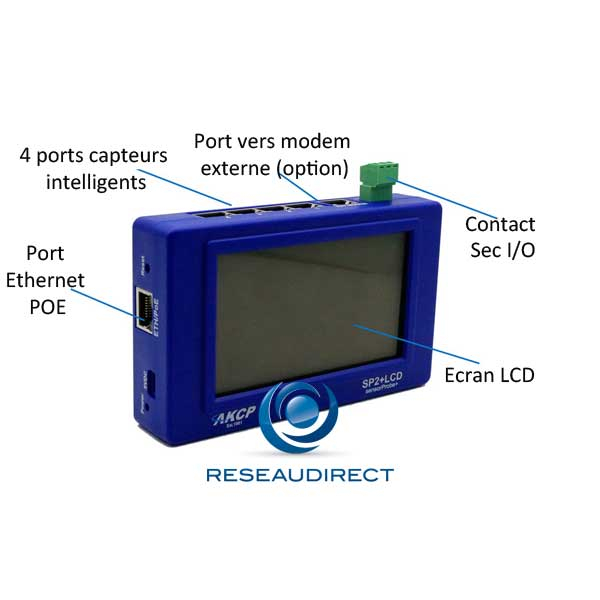 AKCP SP2+LCD Sensorprobe2+ écran affichage LCD 4 capteurs IP